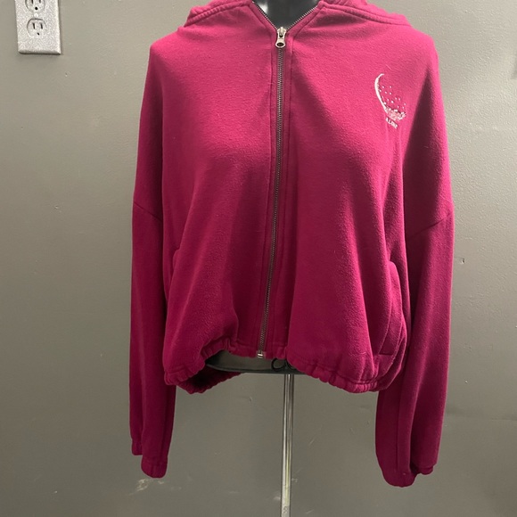 Jackets & Coats | Mighty Fine Dark Red Drawstring Cropped Jacket | Poshmark